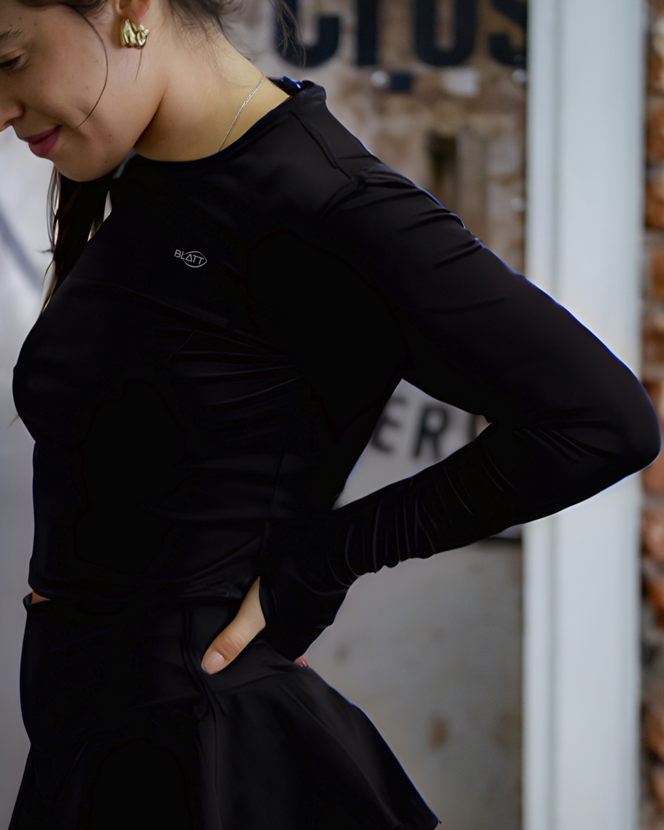 Crop Top Long Sleeve Freya - Negro – Blatt