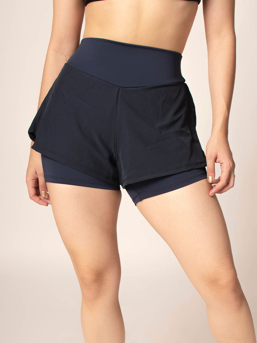 Short deportivo con lycra 2 en 1 High Waist “Solara” Azul Marino – Blatt